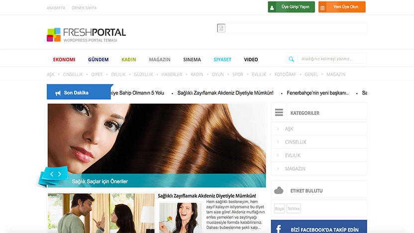 Fresh Portal - Tema Market - Wordpress Temaları